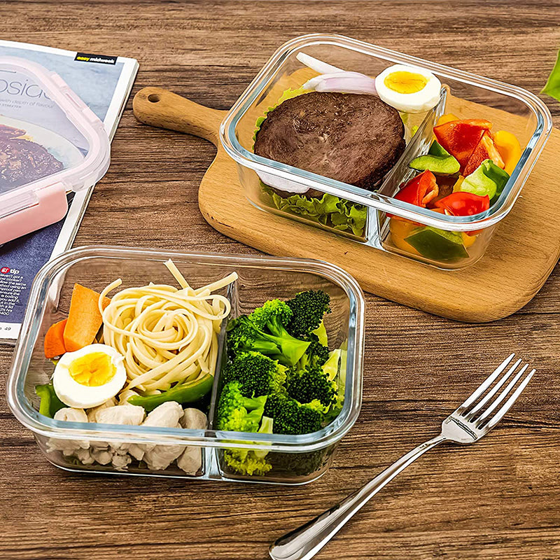 Glass Lunch Box Two Divided 1000 ml – Bamagate.com